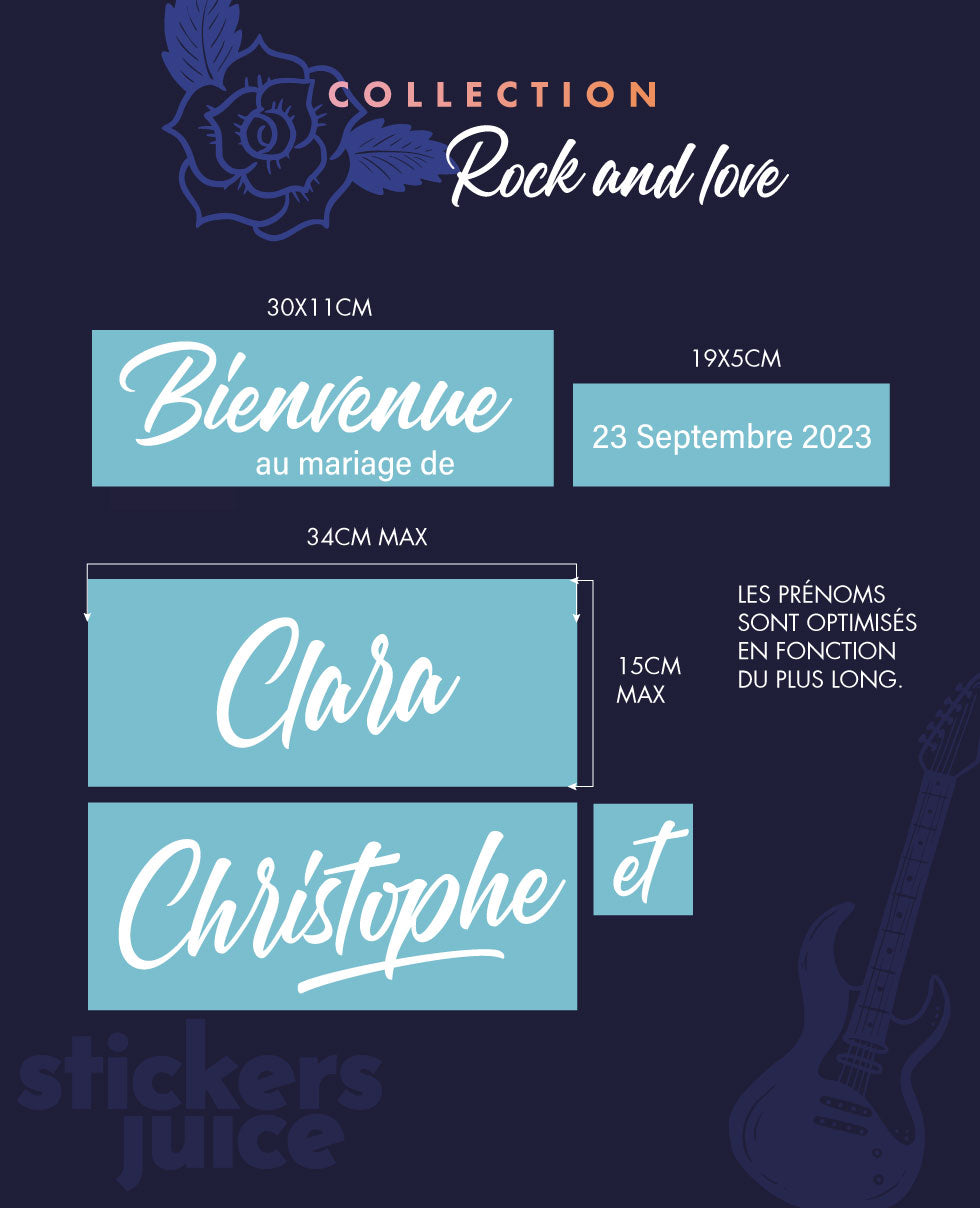 Stickers panneau bienvenue mariage rockabilly – Stickersjuice