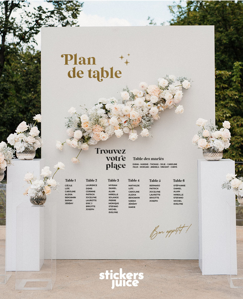 Plan de table mariage personnalisé bohème chic – Stickersjuice